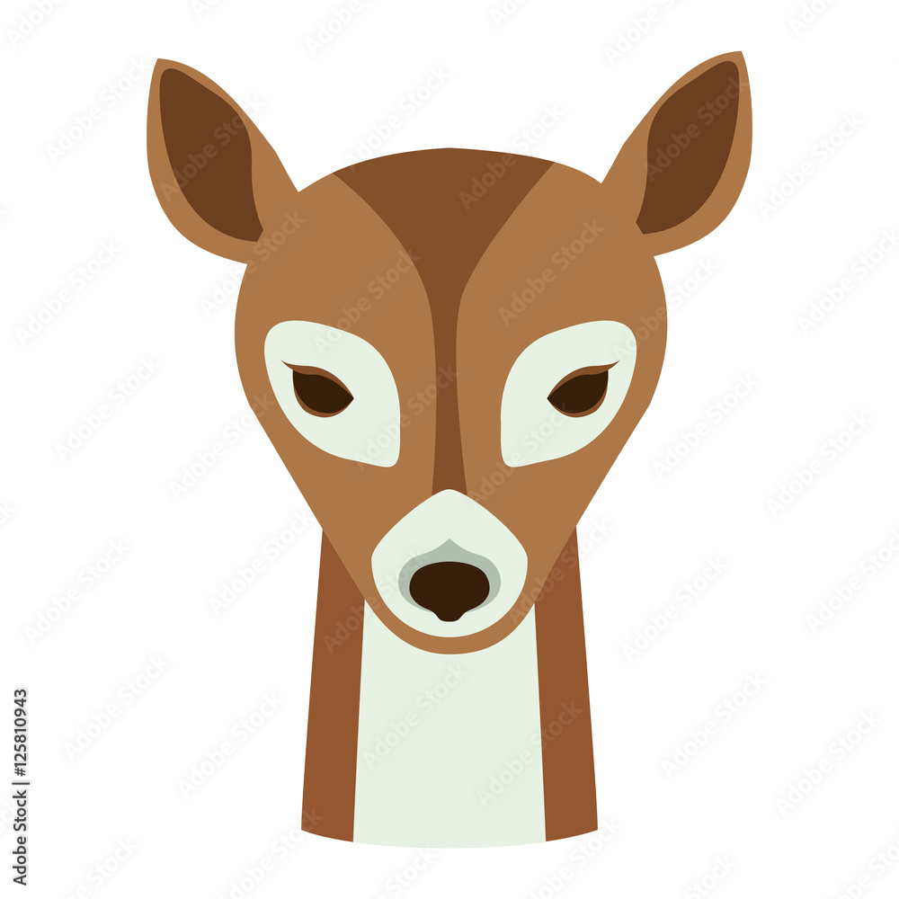 deer face animal cartoon icon over white background. colorful design ...