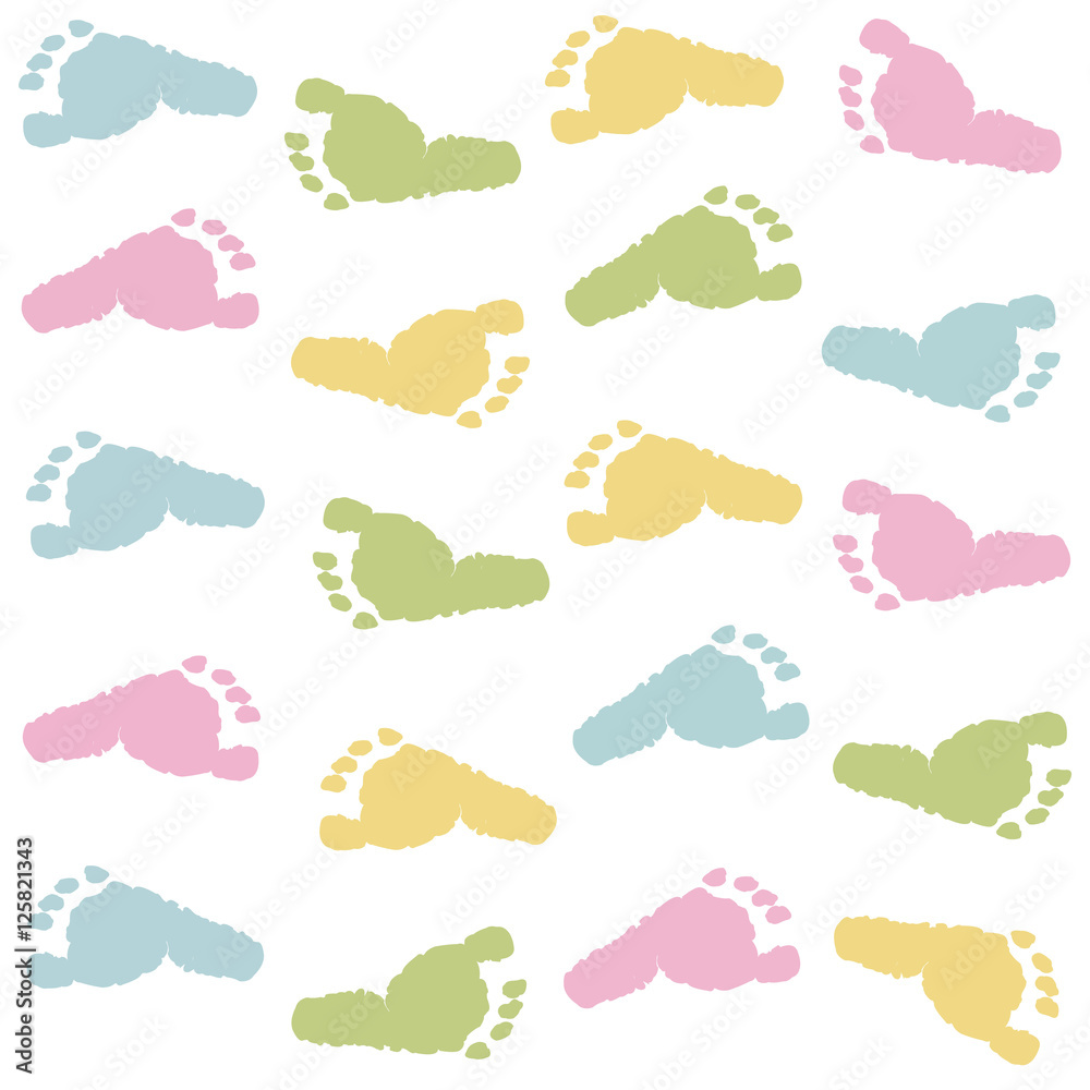 Baby foot prints background Stock Illustration | Adobe Stock