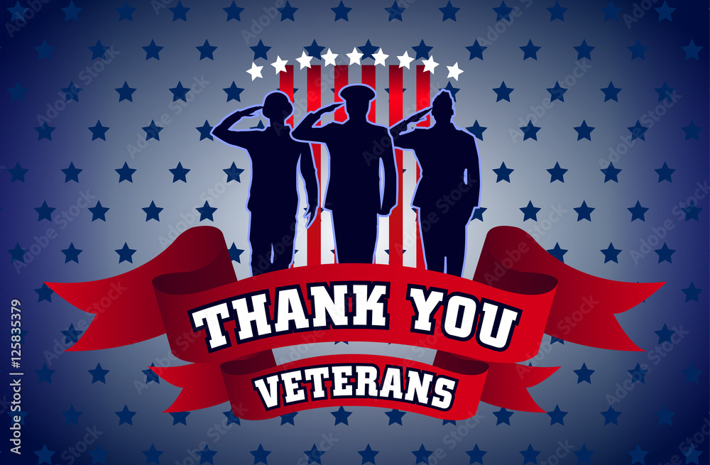 Thank you veterans, illustration for the holiday Veterans Day, three ...