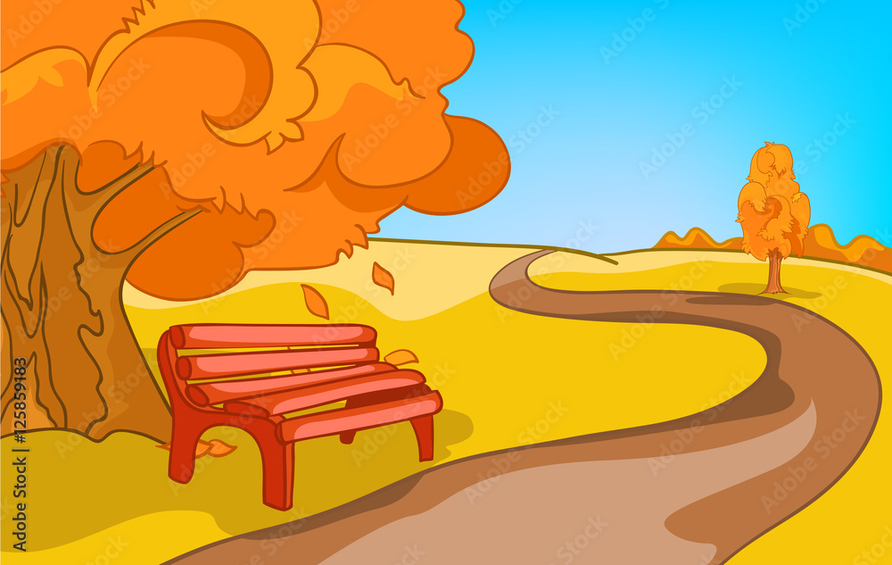 Cartoon background of autumn landscape. Stock Illustration | Adobe Stock