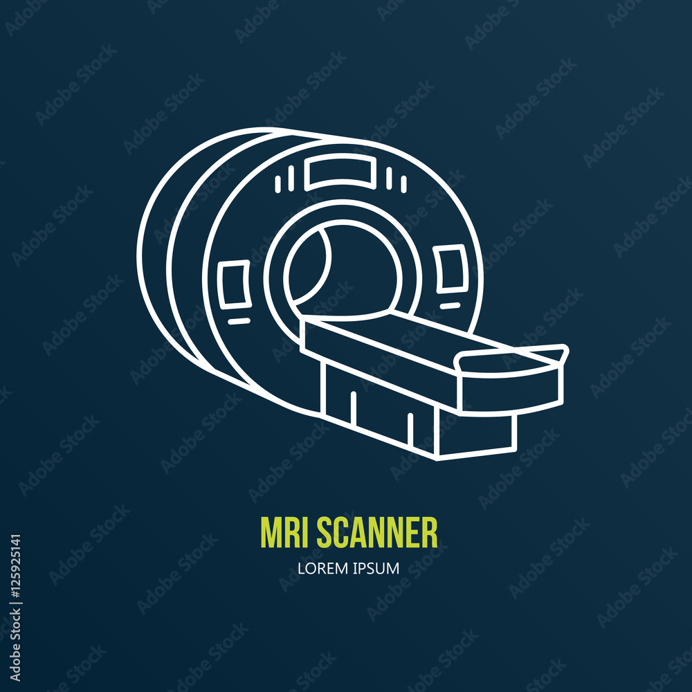 Стоковий вектор Vector thin line icon of mri machine. Hospital clinic ...