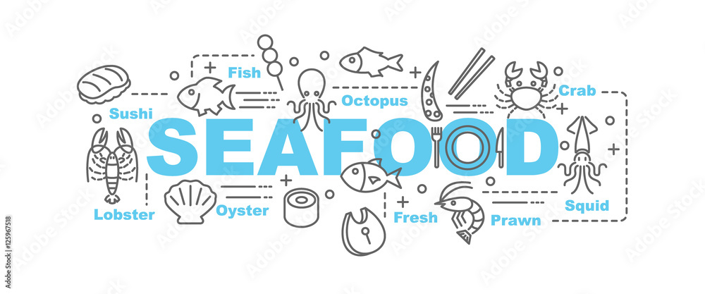 seafood vector banner Stock Vector | Adobe Stock