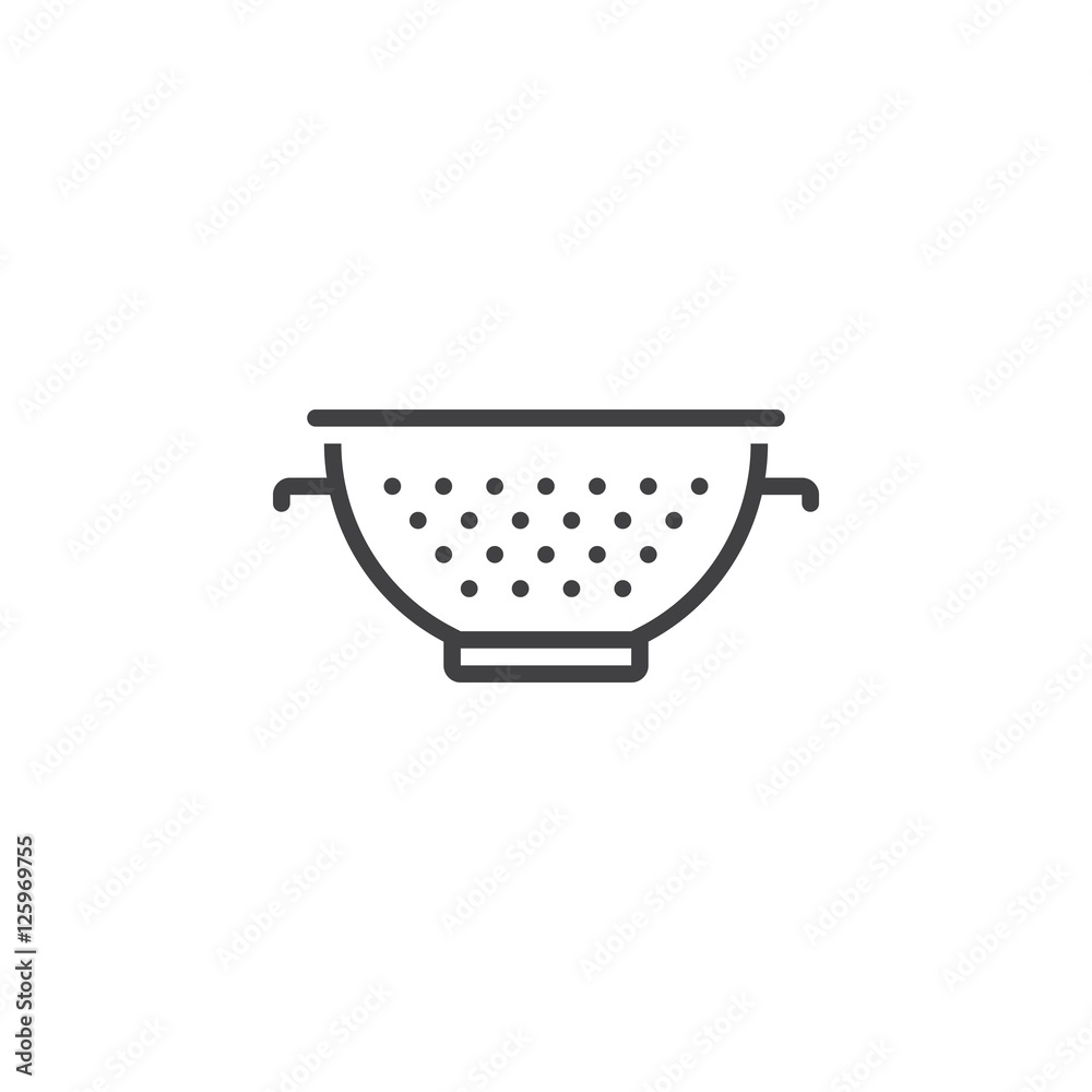 Colander line icon, pasta strainer outline vector sign, linear ...