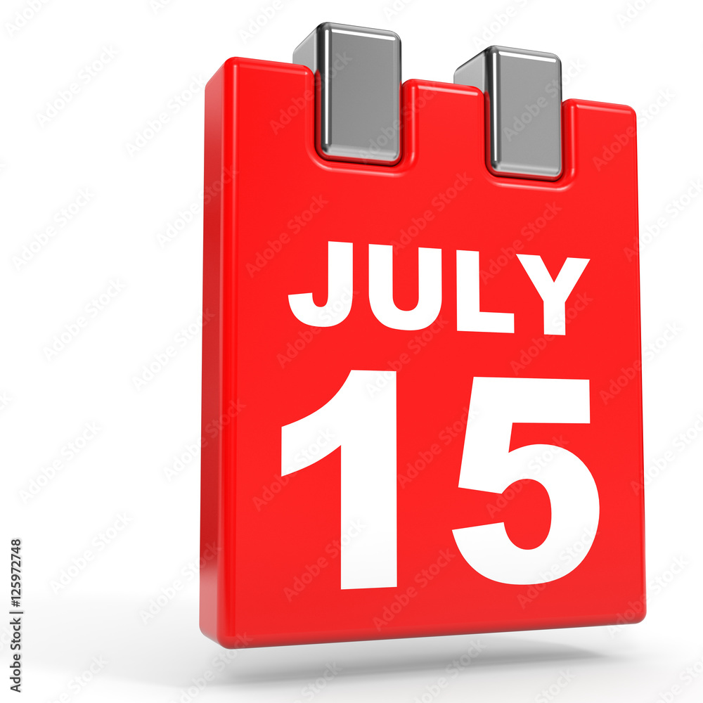 July 15. Calendar on white background. Stock Illustration | Adobe Stock