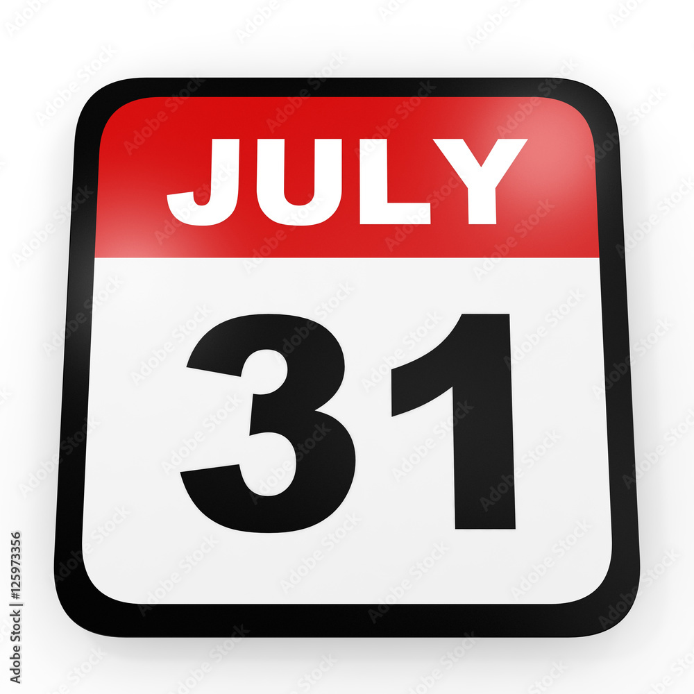 July 31. Calendar on white background. Stock Illustration | Adobe Stock