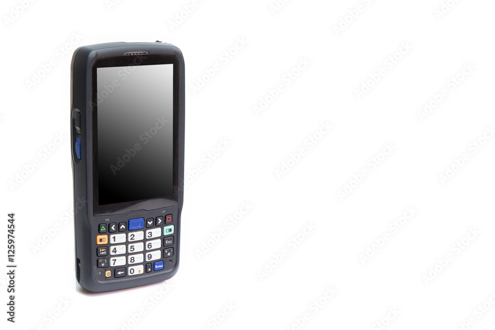 Handheld laser barcode scanner reader with blank isolated screen ...