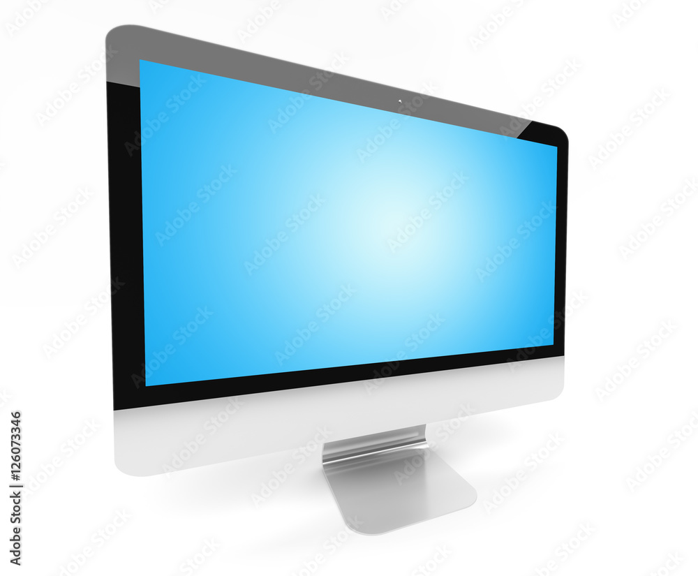 Modern metallic computer on white background 3D rendering Stock Photo ...