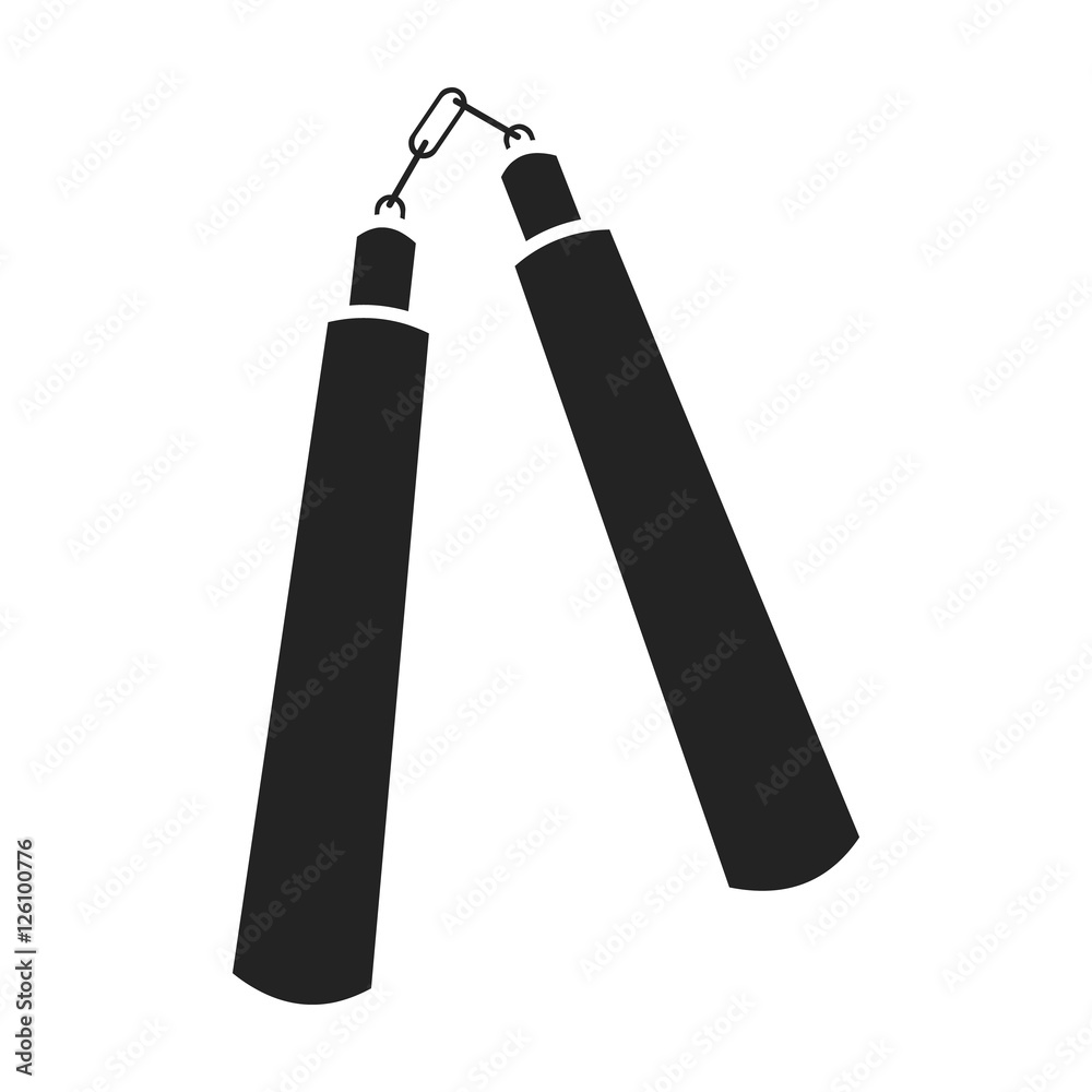 Nunchuck icon in black style isolated on white background. Weapon ...