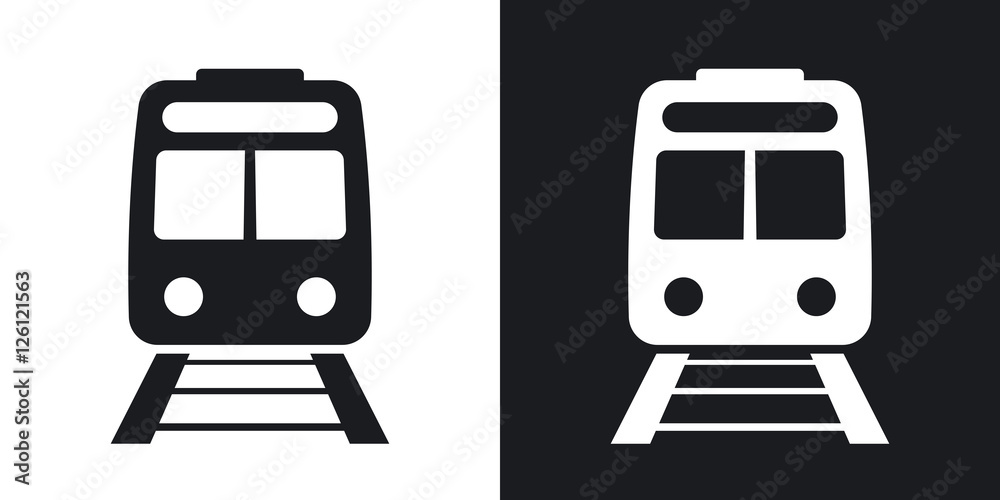Vector train icon. Two-tone version on black and white background Stock ...