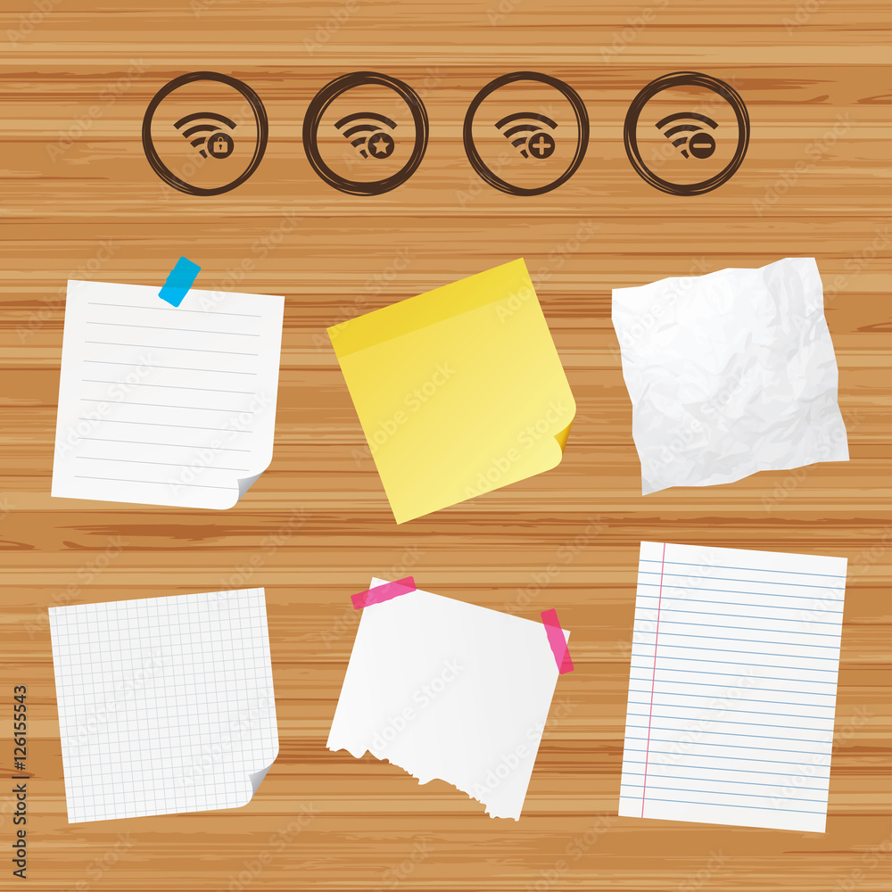 Vector de Stock Business paper banners with notes. Wifi Wireless ...