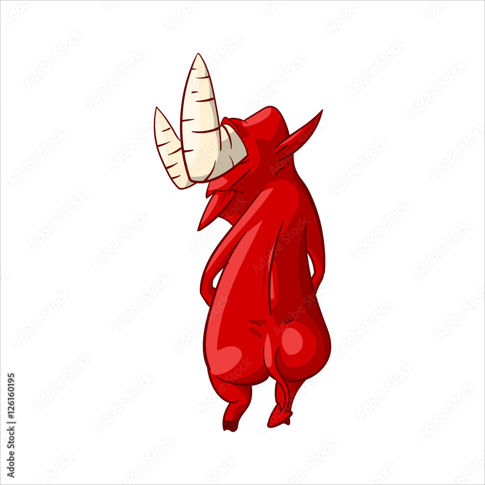 Colorful vector illustration of a cartoon red demon, imp or devil Stock ...