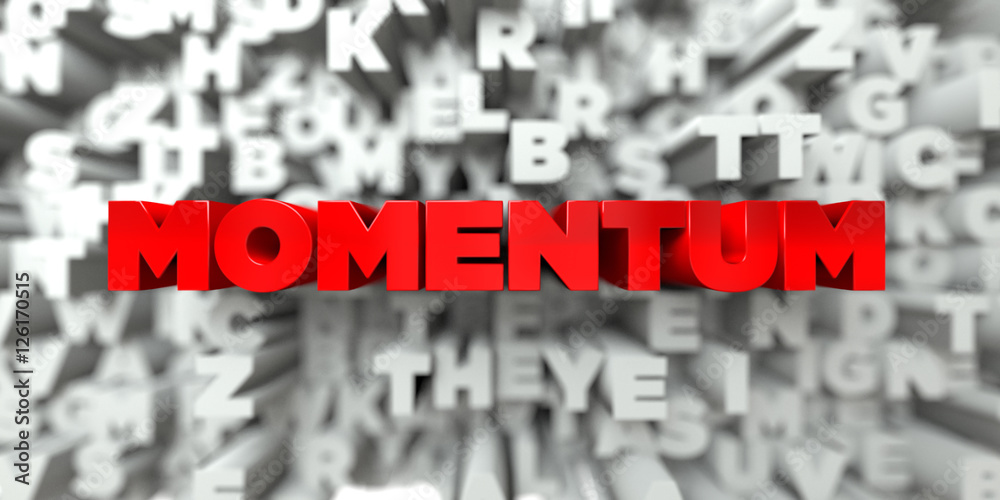 MOMENTUM - Red text on typography background - 3D rendered royalty free ...