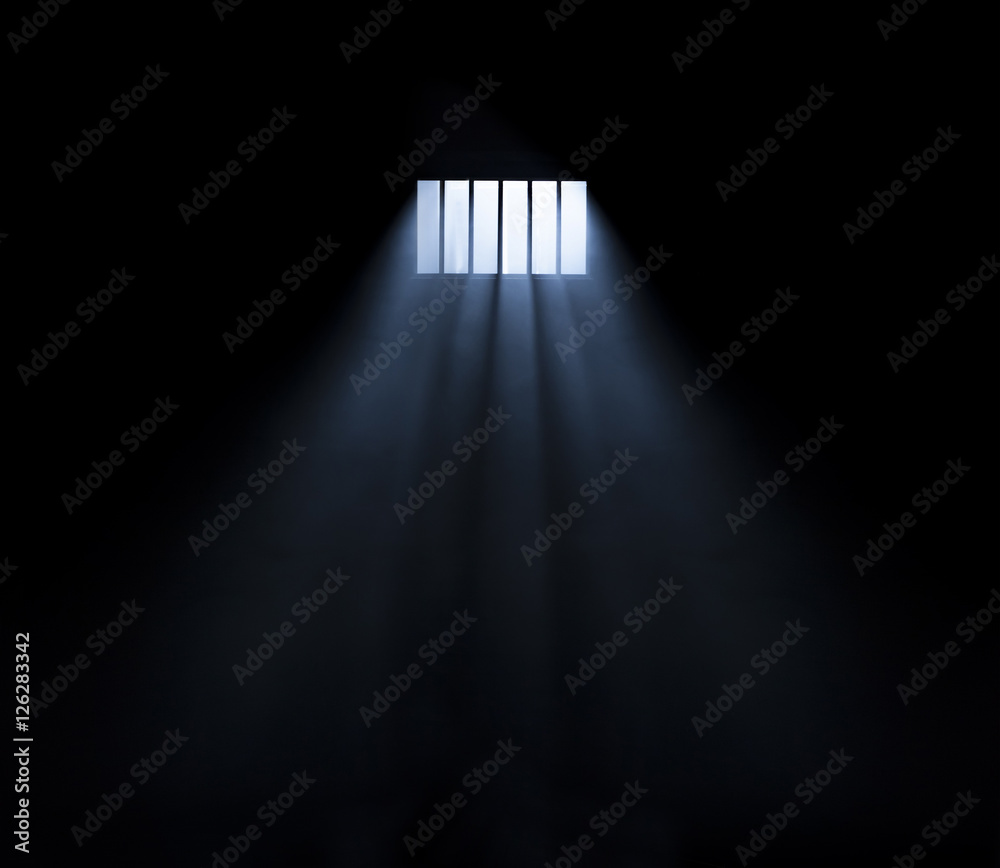 Light coming through a barred window with fog Stock Photo | Adobe Stock