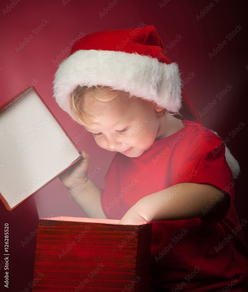happy boy open gift-box Stock Photo | Adobe Stock