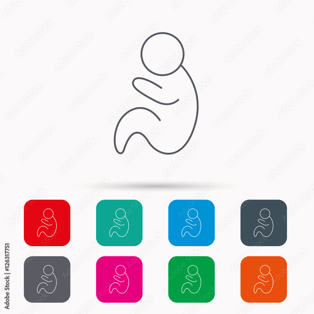 Baby infant icon. Pediatrics sign. Newborn child symbol. Linear icons ...