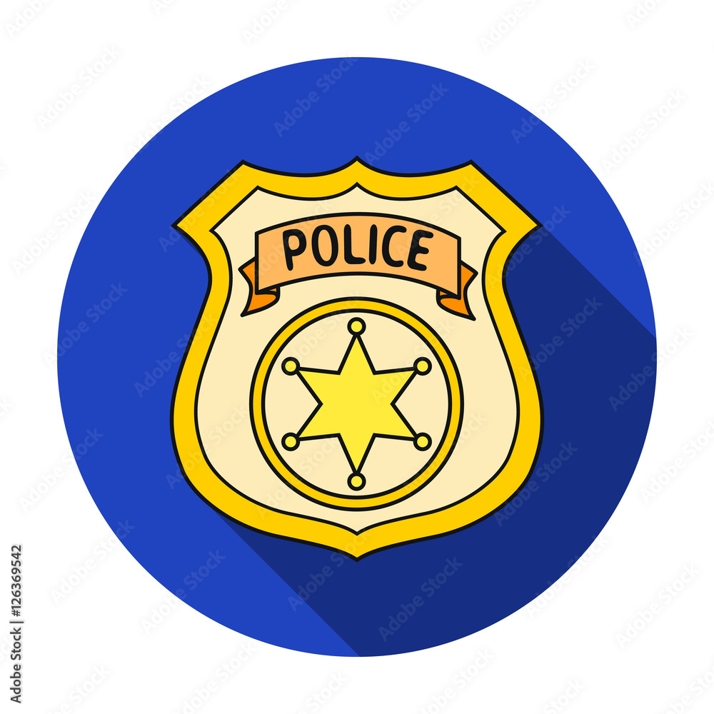 Police officer badge icon in flat style isolated on white background ...