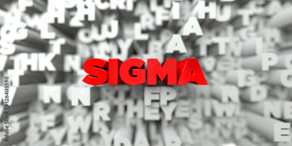 SIGMA - Red text on typography background - 3D rendered royalty free ...