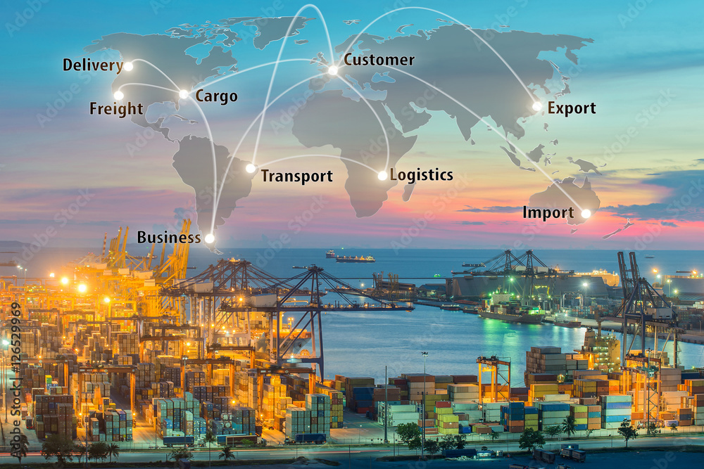 Map global logistics partnership connection of Container Cargo Stock ...