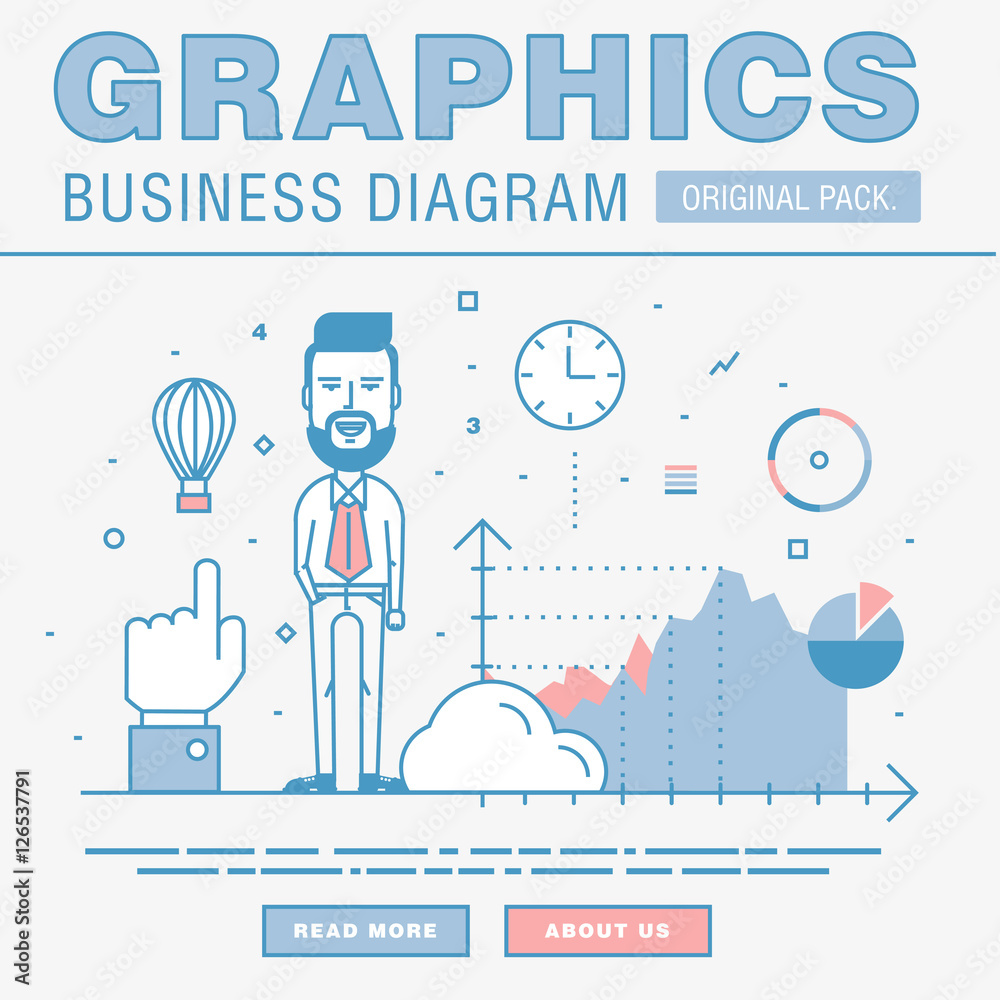 Stock-Vektorgrafik „Business graphics of modern office industry. Thin ...