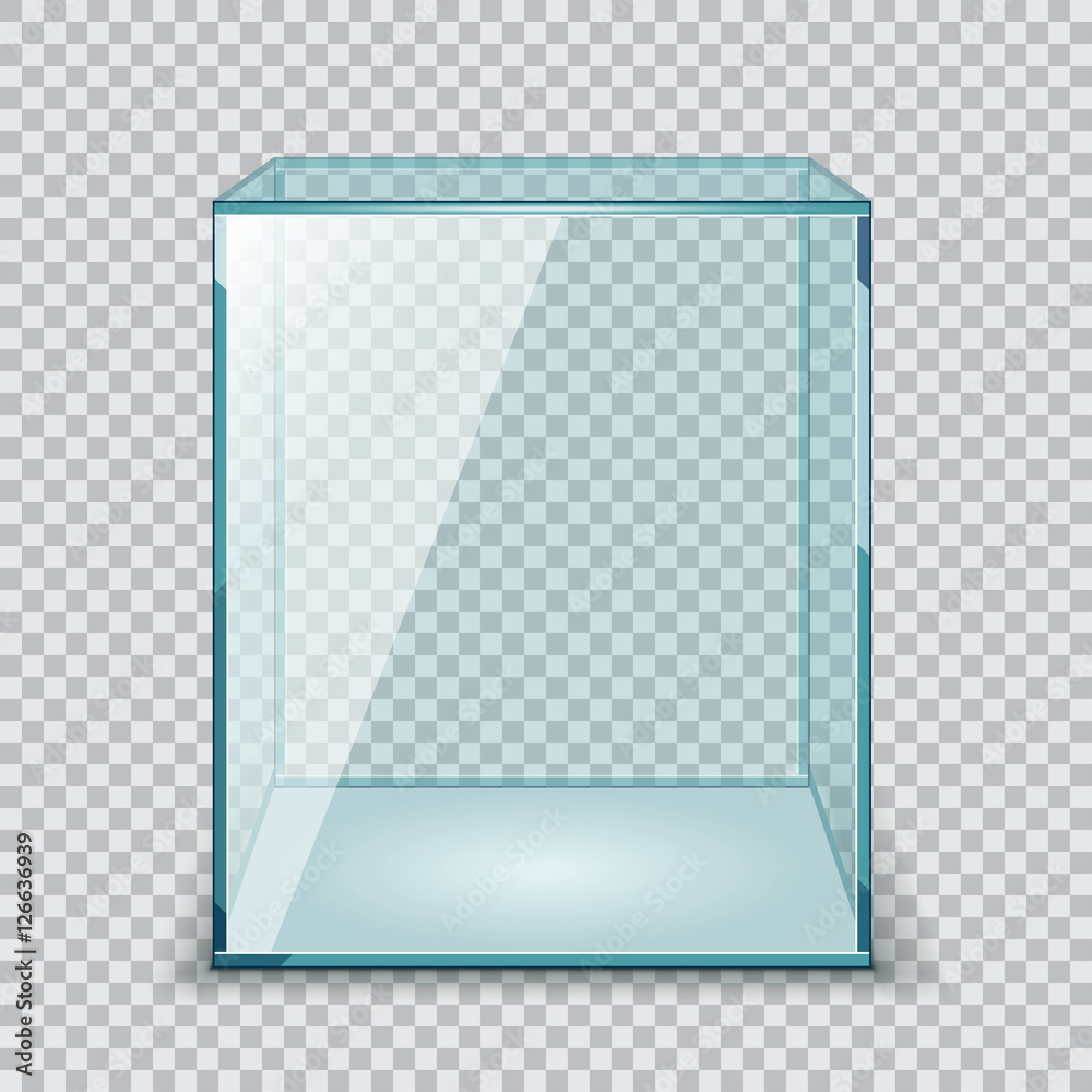 Vector Empty Transparent Glass Box Stock Vector | Adobe Stock