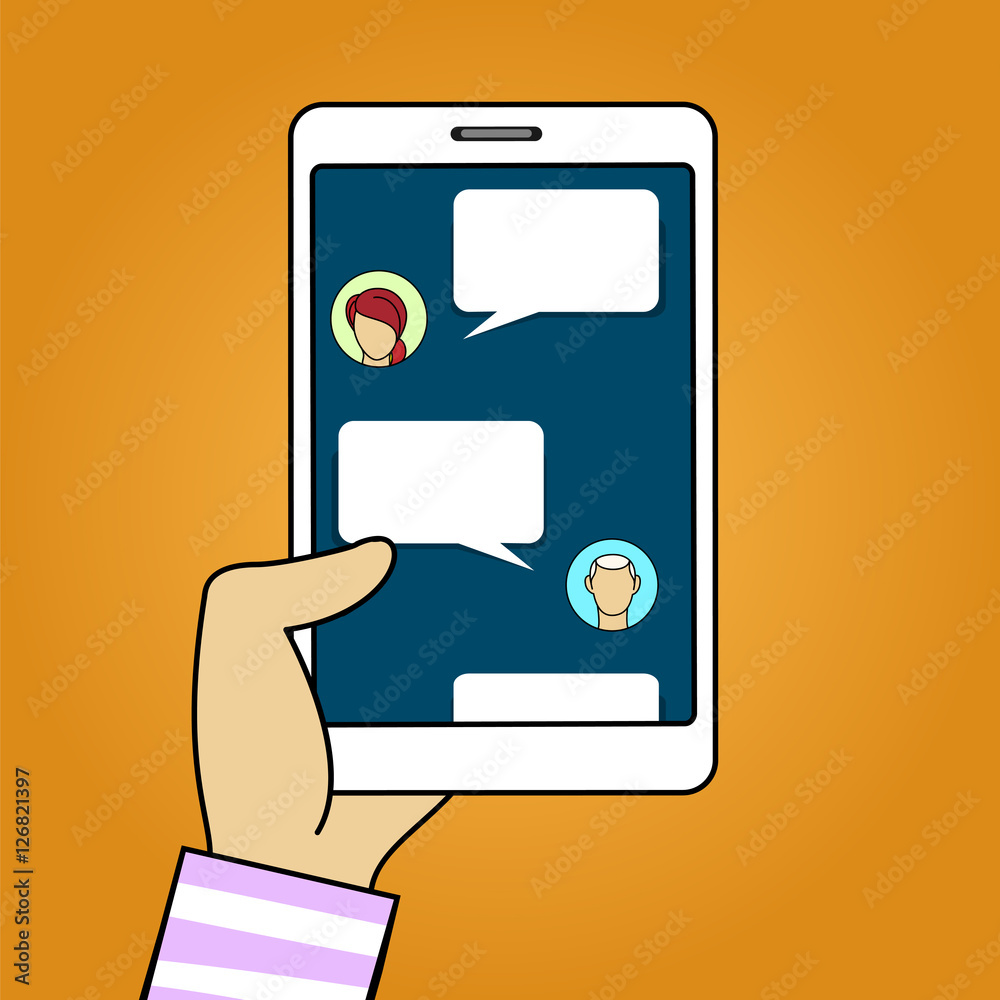 Chat connection icon. Chat on cell vector illustration Stock Vector ...