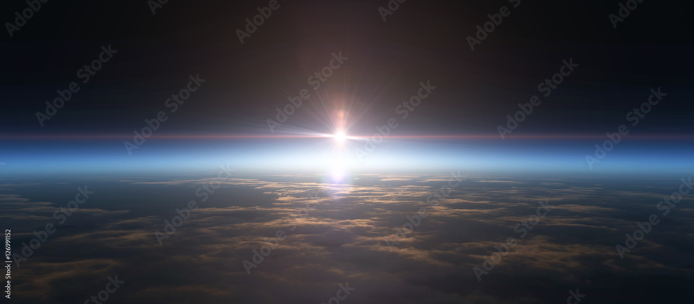 planet sunrise from space Stock Photo | Adobe Stock