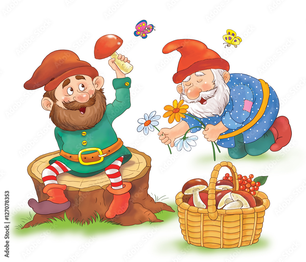 Snow White and seven dwarfs. Fairy tale. Illustration for children ...