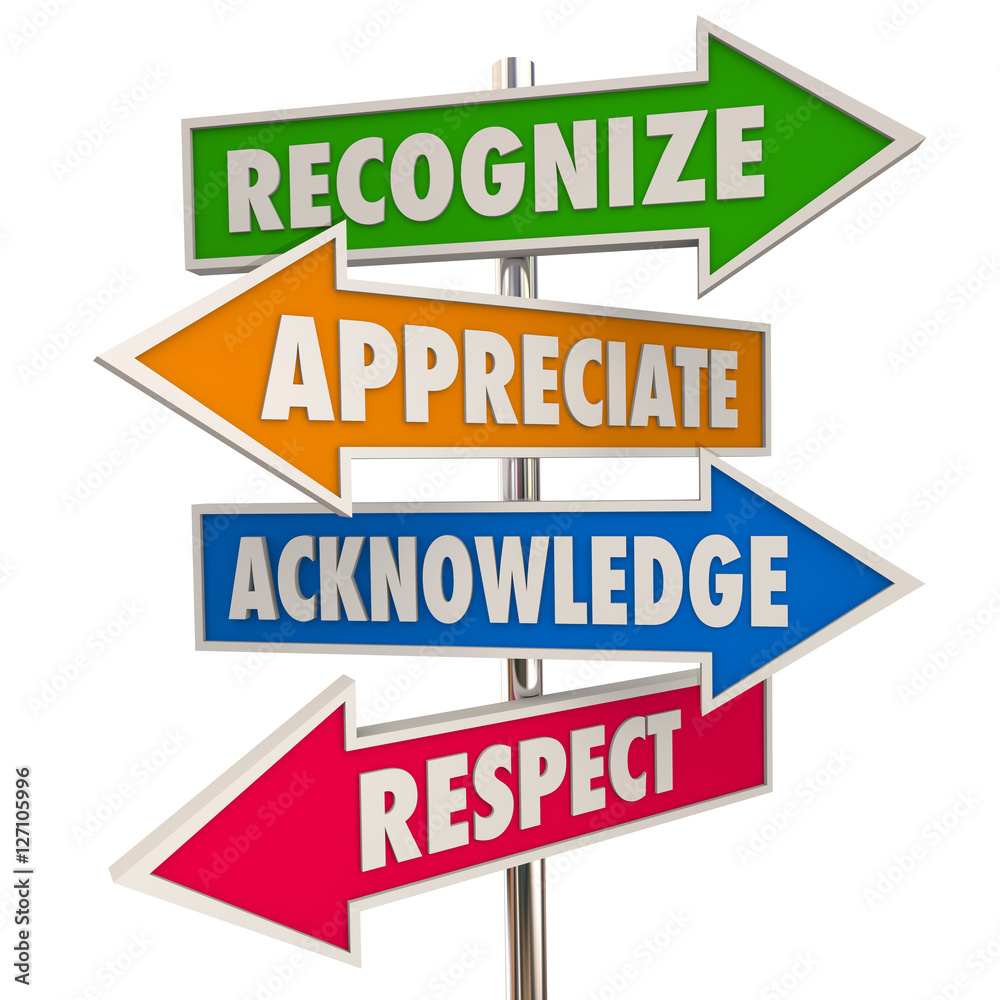 Recognize Appreciation Acknowledge Respect Signs 3d Illustration Stock ...