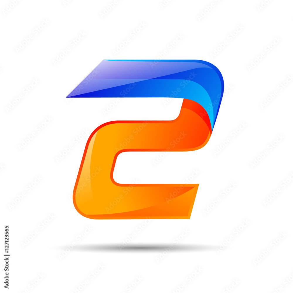 Number two 2 logo orange and blue color with fast speed lines. Vector ...