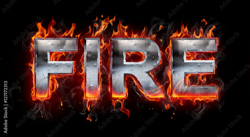 Metallic letters on fire Stock Illustration | Adobe Stock