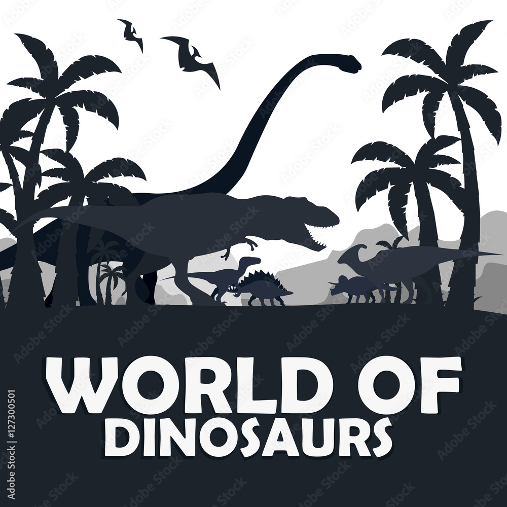 Set World of dinosaurs. Prehistoric world. T-rex, Diplodocus ...
