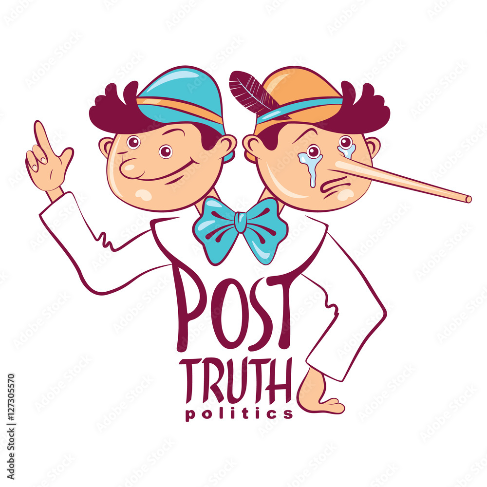 Vector hand drawn lettering of Post-truth politics. Cartoon ...