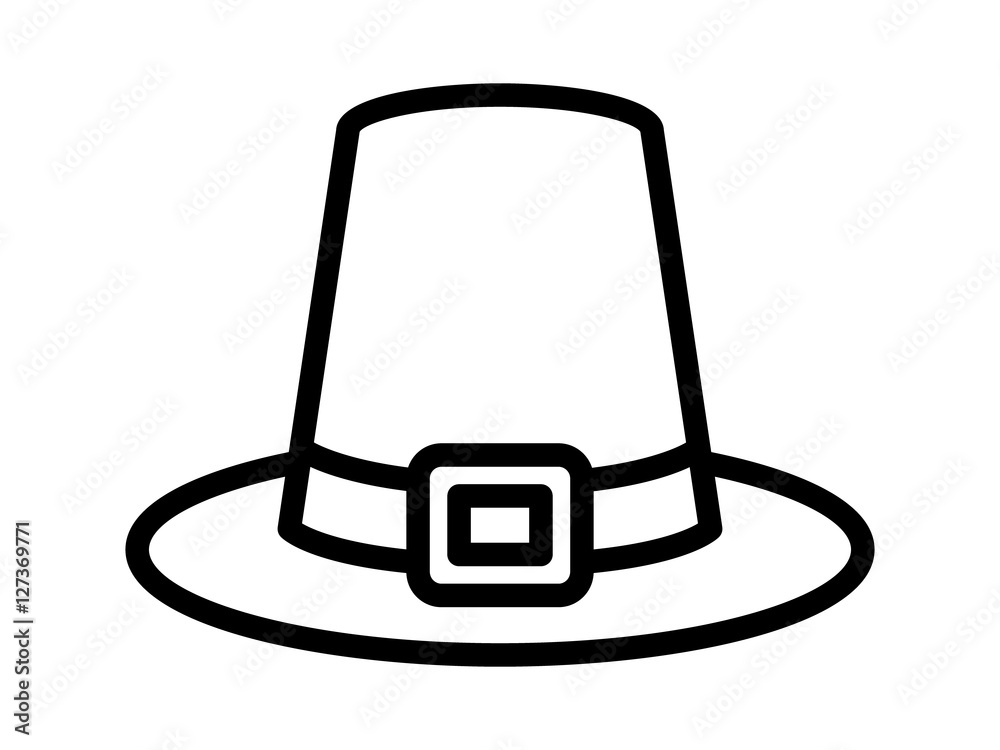 Pilgrim hat on Thanksgiving or capotain line art icon for apps and ...