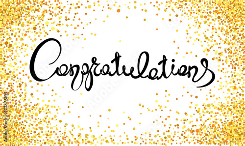 Congratulations/Handwritten calligraphy with gold confetti. Banner ...