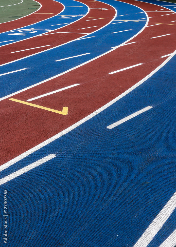 Athletics running track with numbers from 1 to 3. Curves of a Running ...