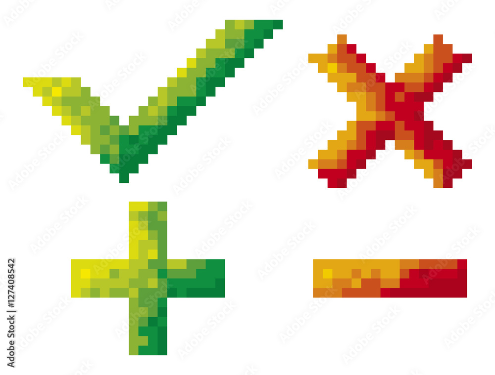 validation icons and plus and minus sign (check mark symbols) Stock ...