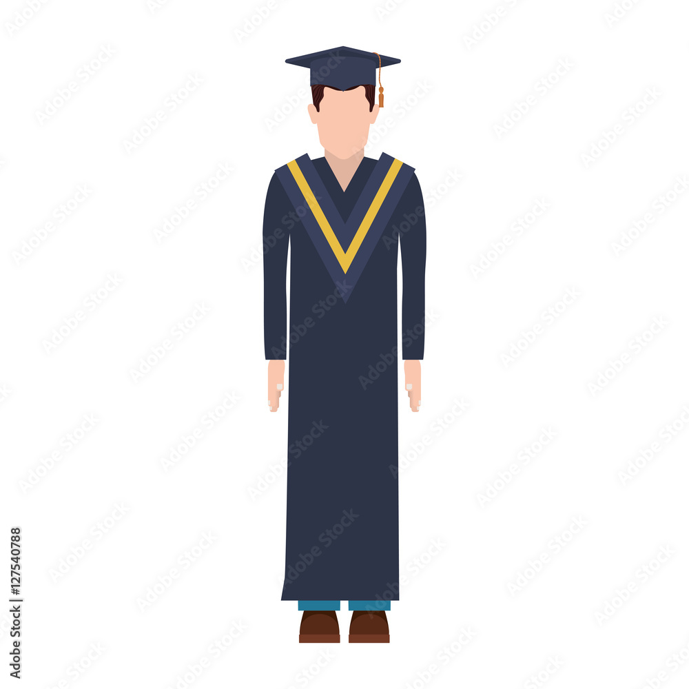 silhouette man with graduation outfit vector illustration Stock Vector ...