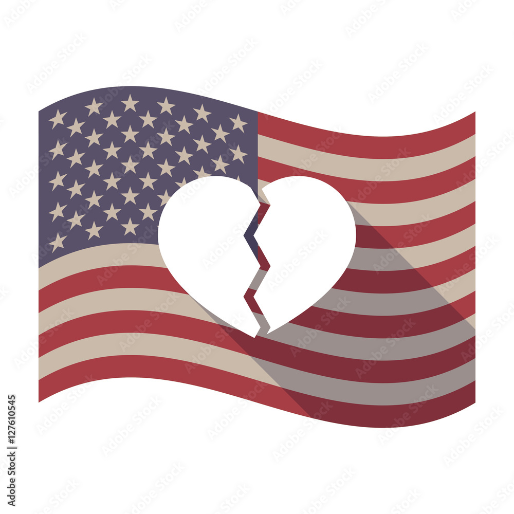 Long shadow USA flag with a broken heart Stock Vector | Adobe Stock