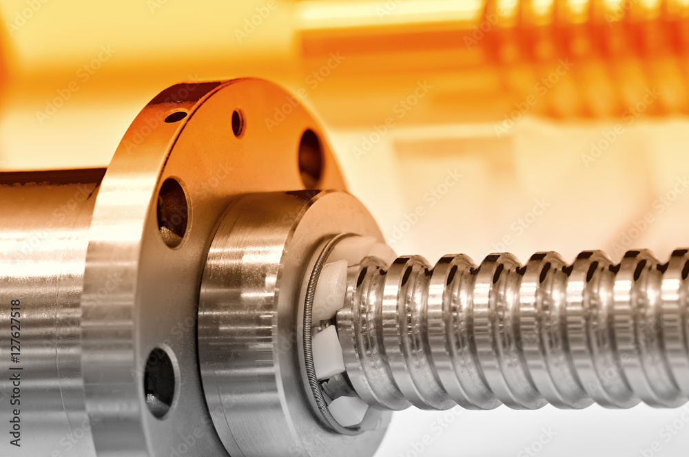 Foto de Stock Steel rod with a screw thread and a metal round detail ...