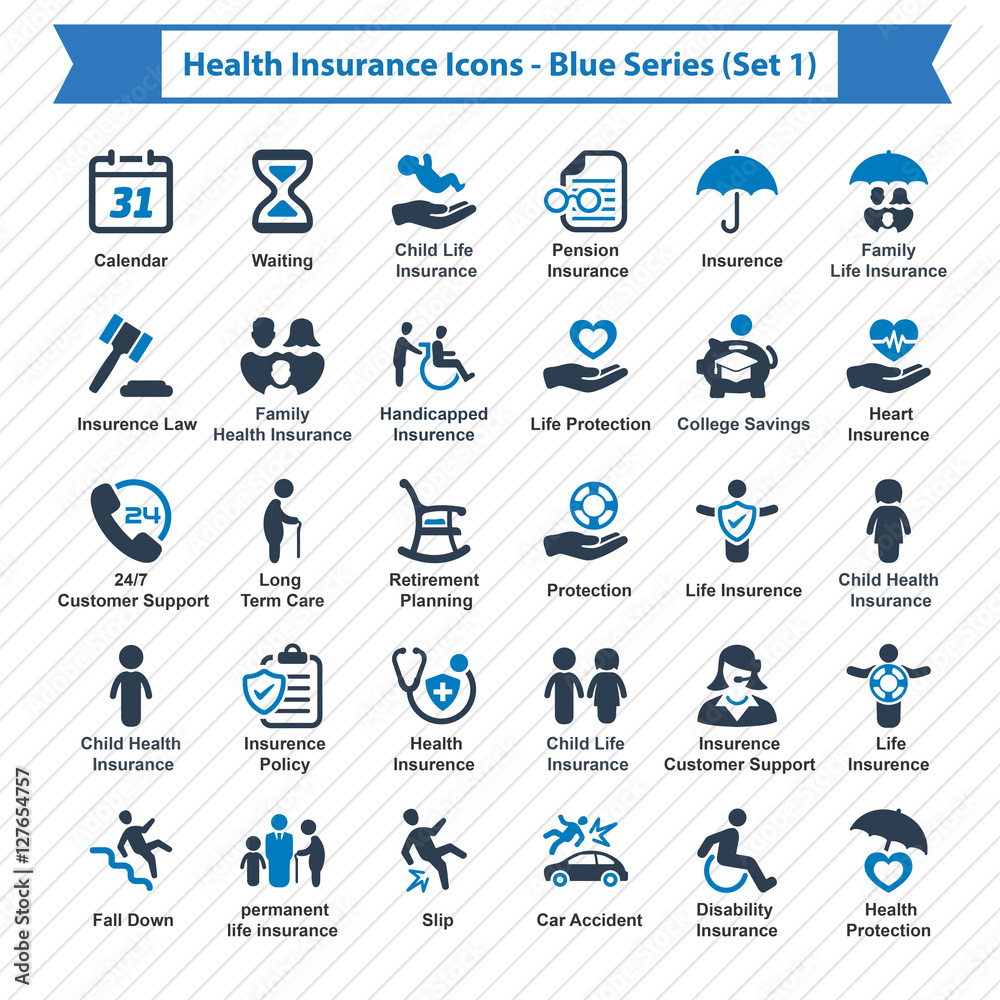 Health Insurance Icons - Blue Series (Set 1) Stock Vector | Adobe Stock