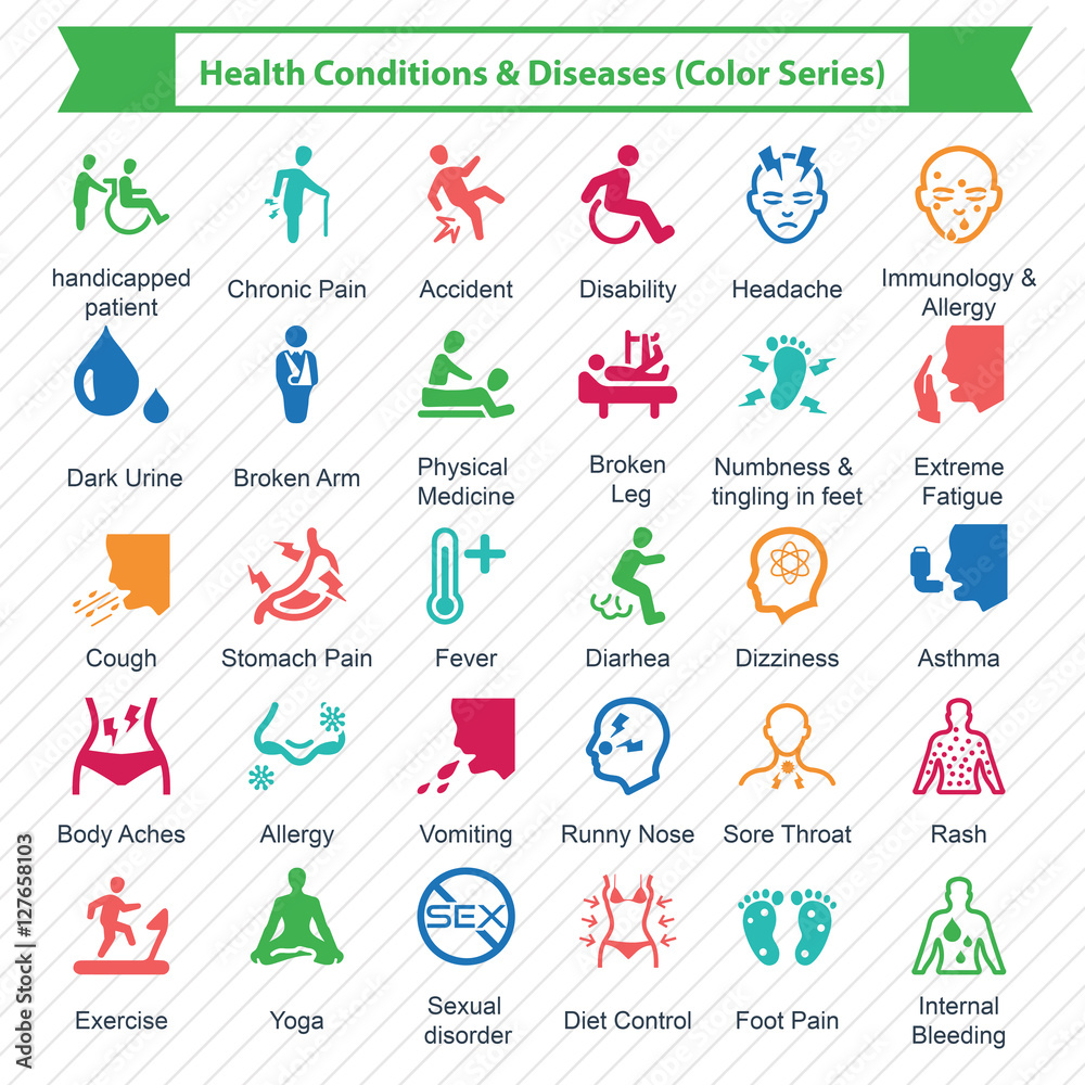 Health Conditions & Diseases (Color Series) Stock Vector | Adobe Stock