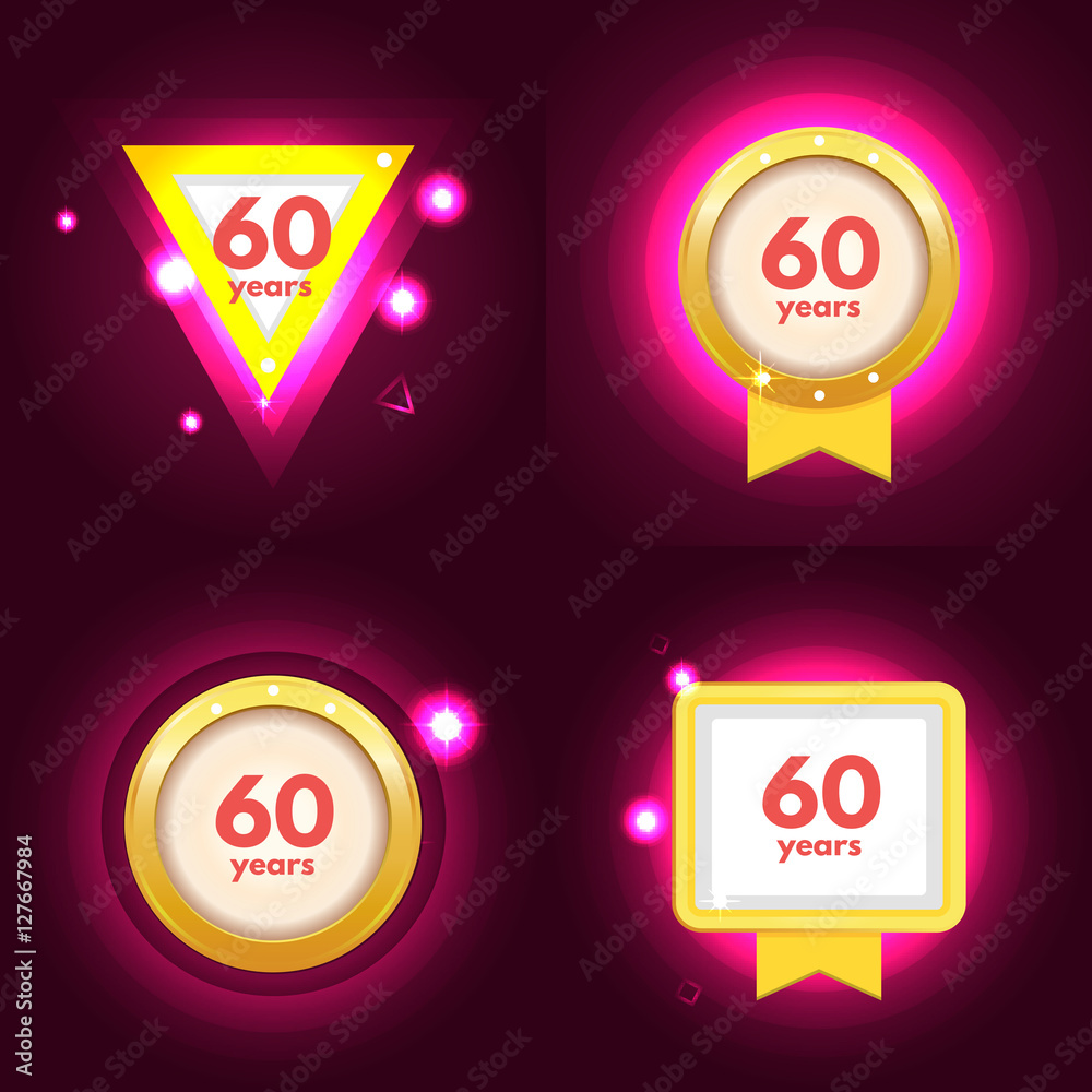 Anniversary 60 icons set Stock Vector | Adobe Stock