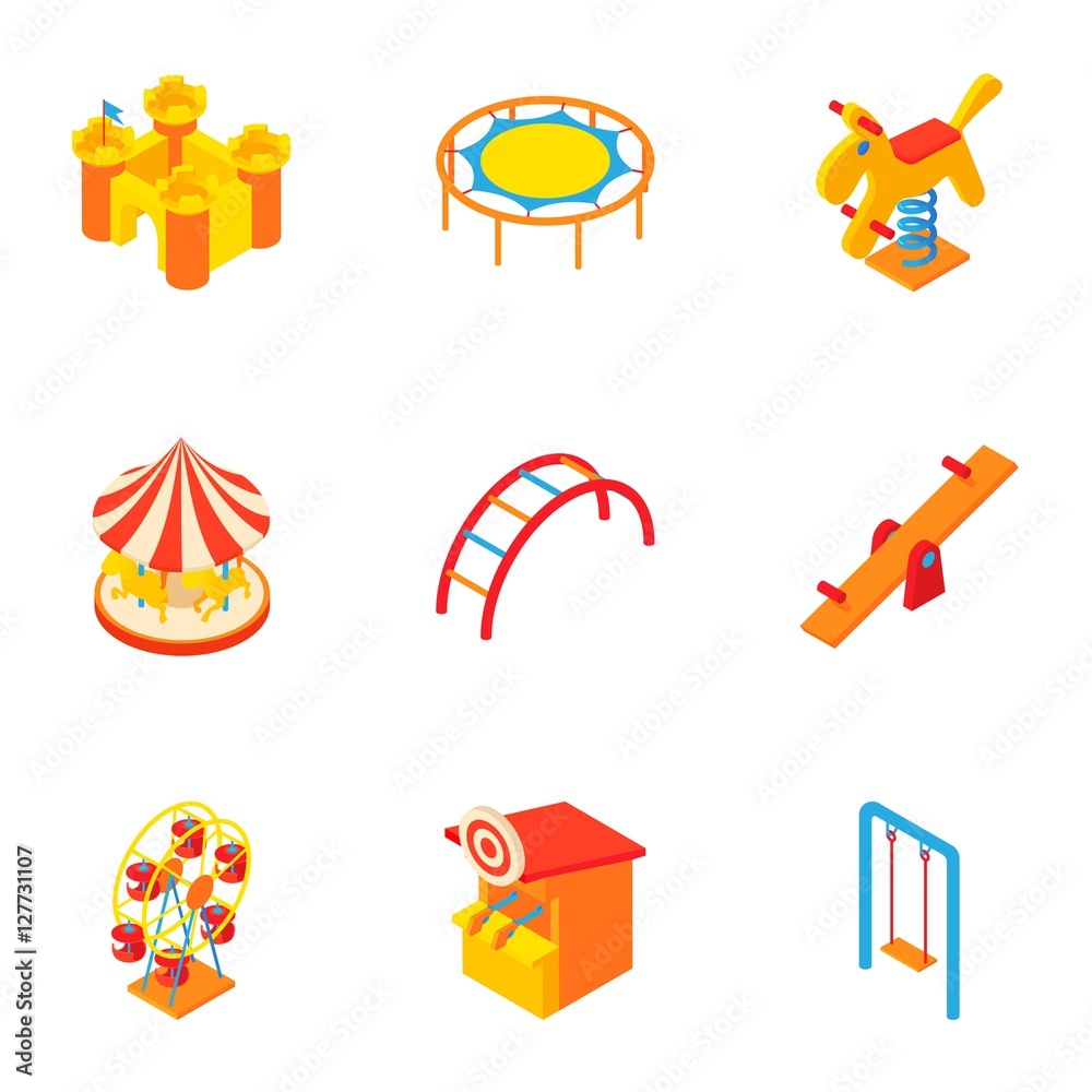 Baby swing icons set. Cartoon illustration of 9 baby swing vector icons ...