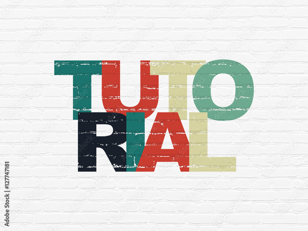 Education concept: Tutorial on wall background Stock Illustration ...