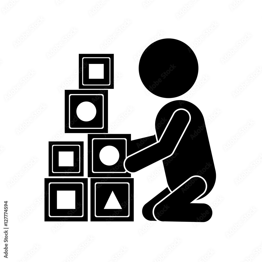 pictogram little boy playing with cubes vector illustration Stock ...