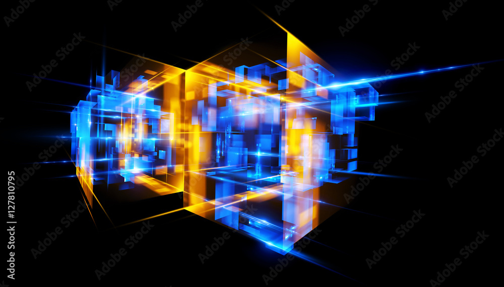 Abstract modern technology. Technological scheme. Neural network ...