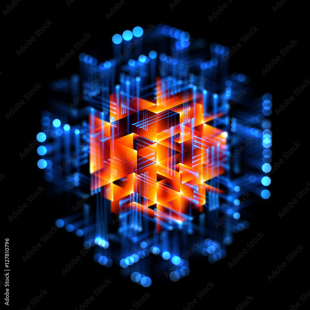 Abstract modern technology. Technological scheme. Neural network ...