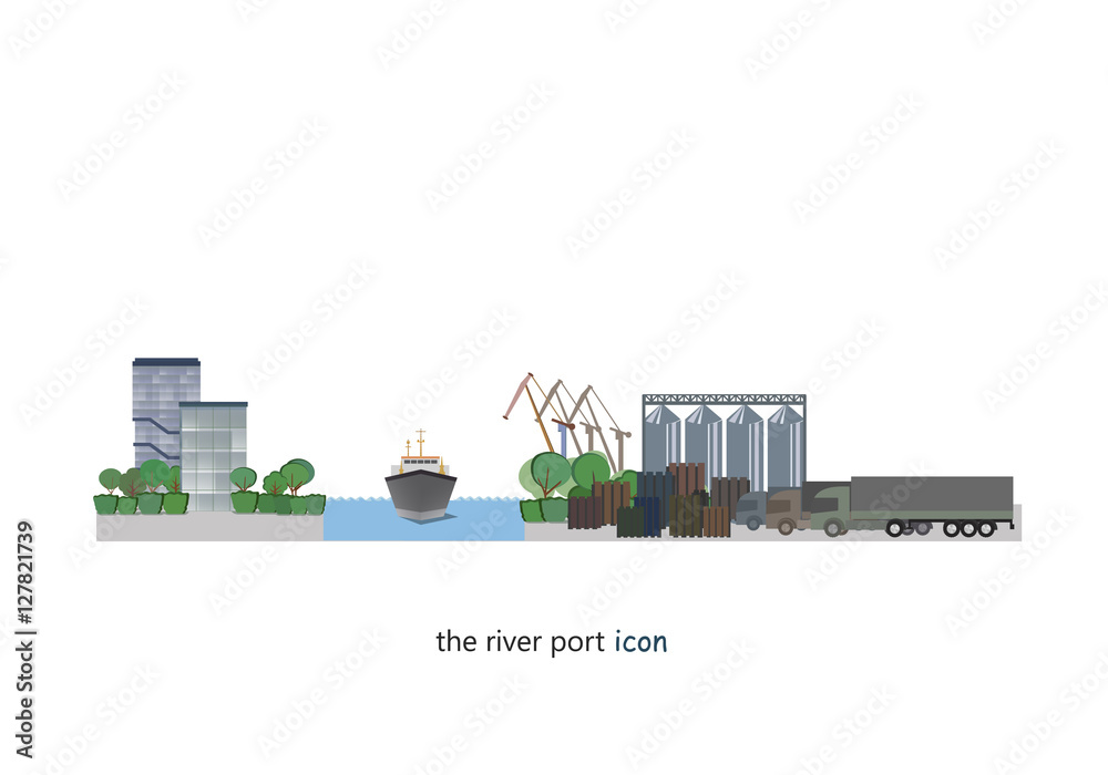 The icon of river port infrastructure. Borders for cargo processes ...