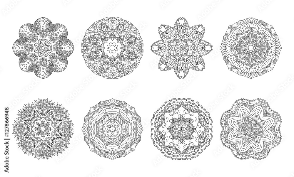 Mandalas collection. Decorative elements. Elements for coloring page ...