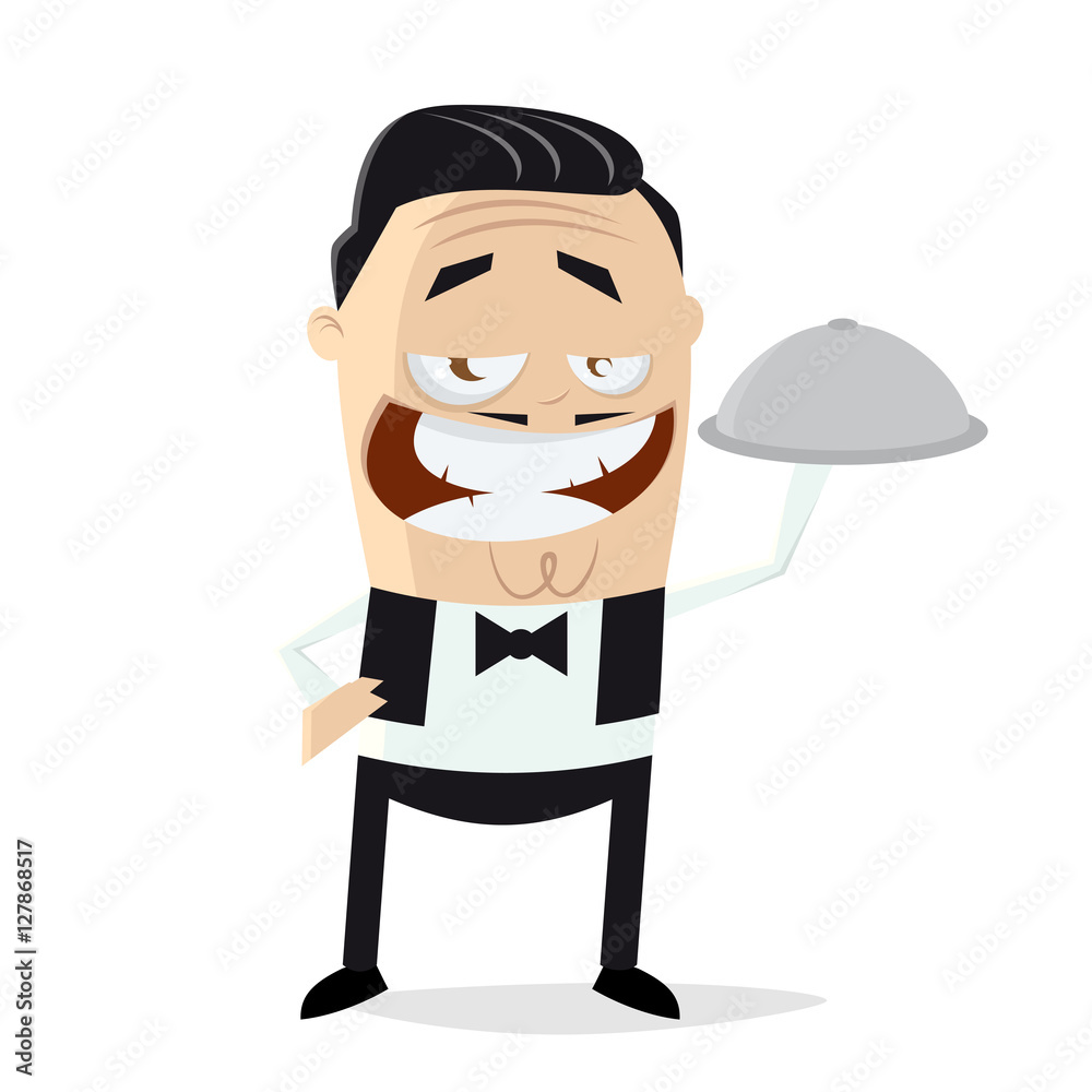 funny cartoon waiter clipart Stock Vector | Adobe Stock